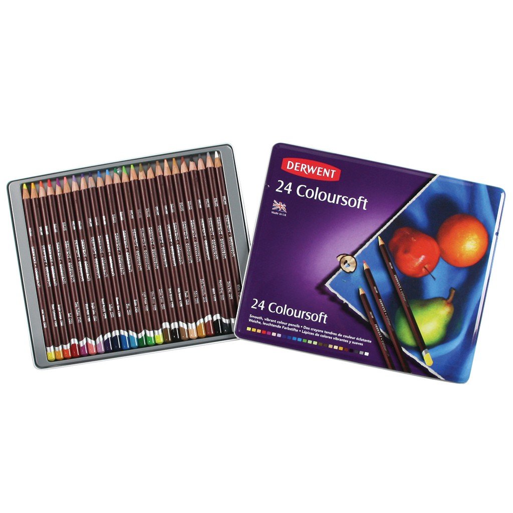 Derwent Colorsoft Pencils, 4mm Core, Metal Tin, 24 Count (0701027 ...