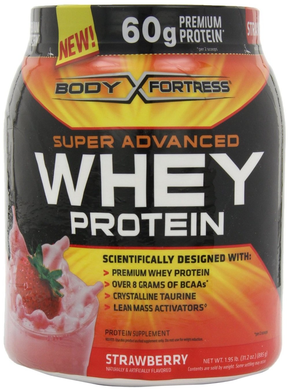 Amazon.com: Body Fortress Super Advanced Whey Protein, Strawberry, 1.95 ...