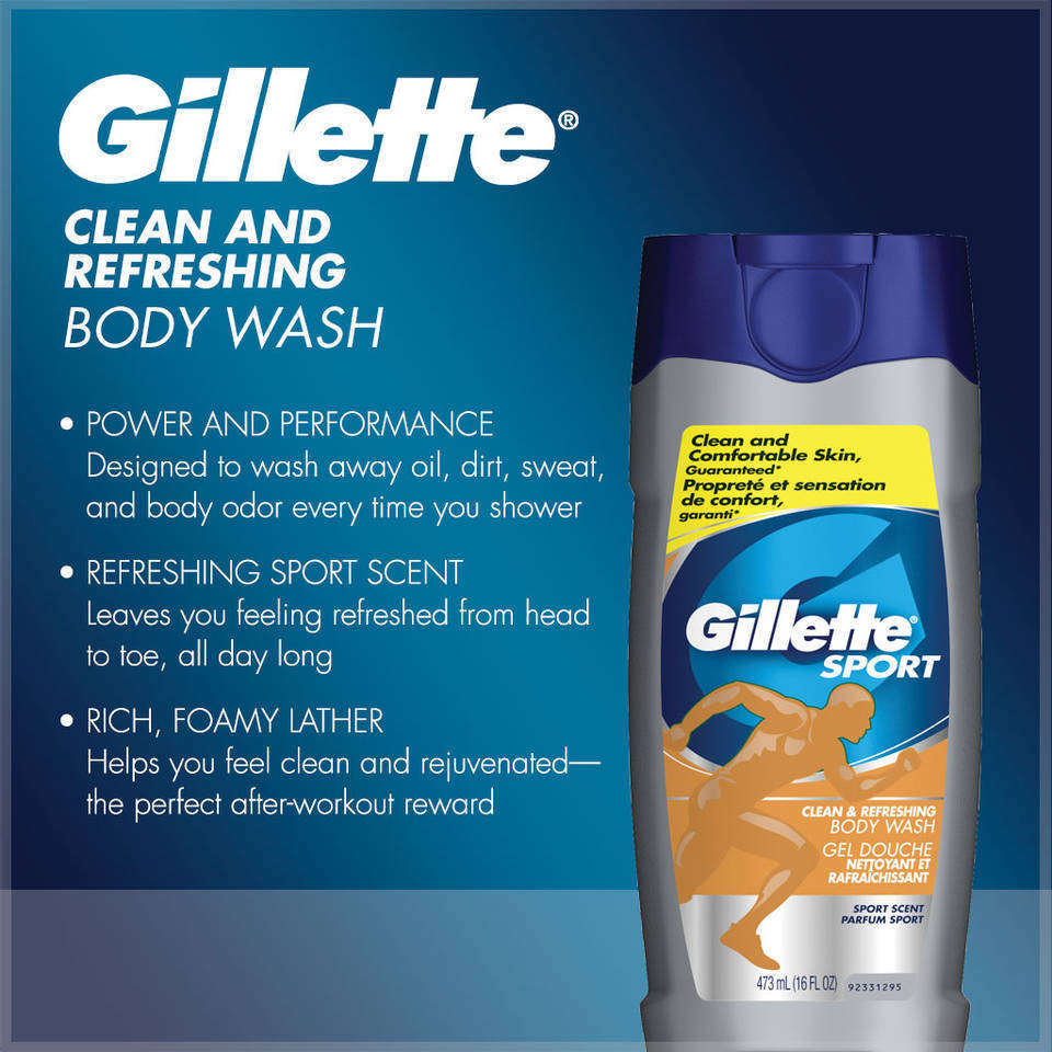 Amazon.com : Gillette Sport Clean & Refreshing Body Wash, 12.0-fluid ...