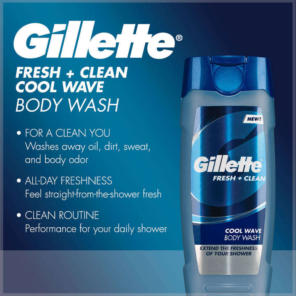 Amazon.com : Gillette Fresh + Clean Cool Wave Body Wash 16 Fl Oz (Pack ...