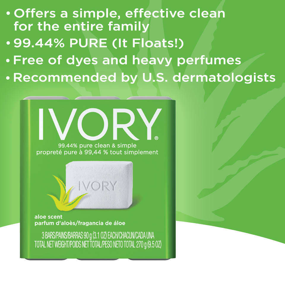 Amazon.com : Ivory Aloe 4-Count: Bath Size Bars (4 Oz) : Bath Soaps ...