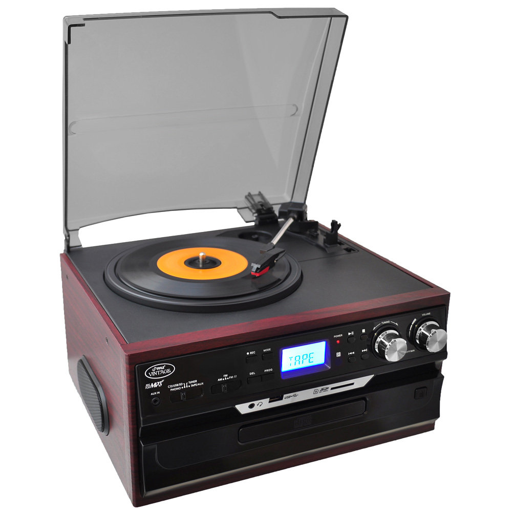 Amazon.com: Pyle PTTCDS7U Classic Vintage Turntable with AM/FM Radio ...