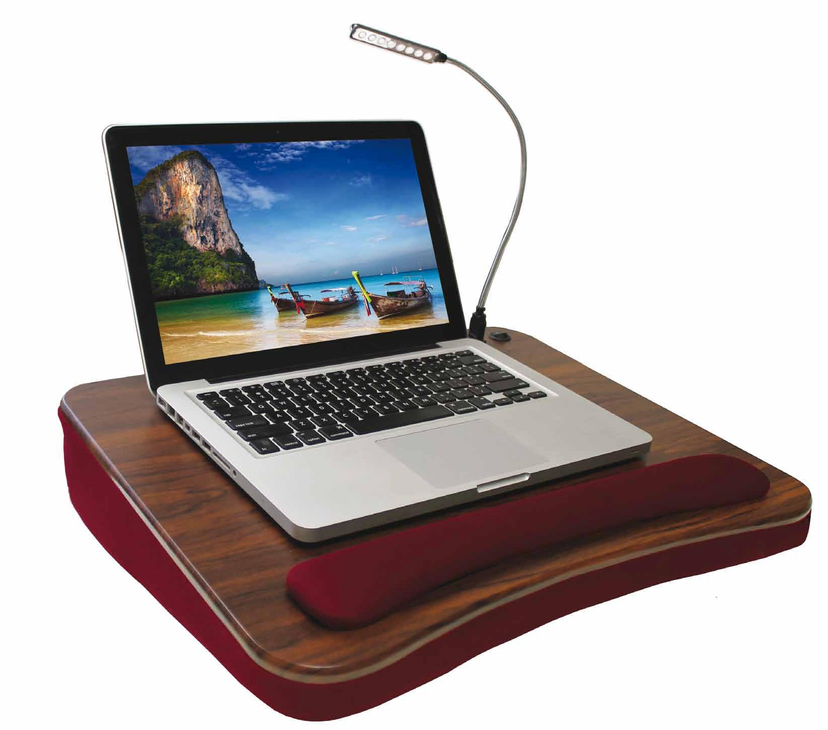 Amazon Memory Foam Lap Desk With USB Light Burgundy Computers