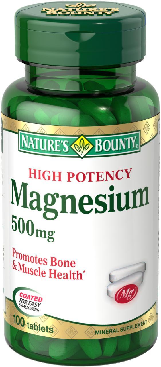 Amazon.com: Nature's Bounty Magnesium 500 mg Tablets 100 ea ( Pack of 6 ...