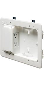 Arlington TVBU505BL-1 Recessed TV Outlet Box with Paintable Trim Plate ...