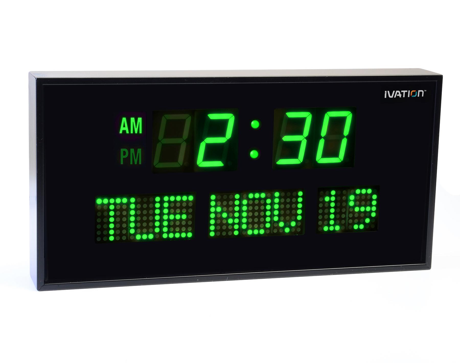 Amazon Ivation JID0212GRN Big Oversized Digital LED Calendar Clock 