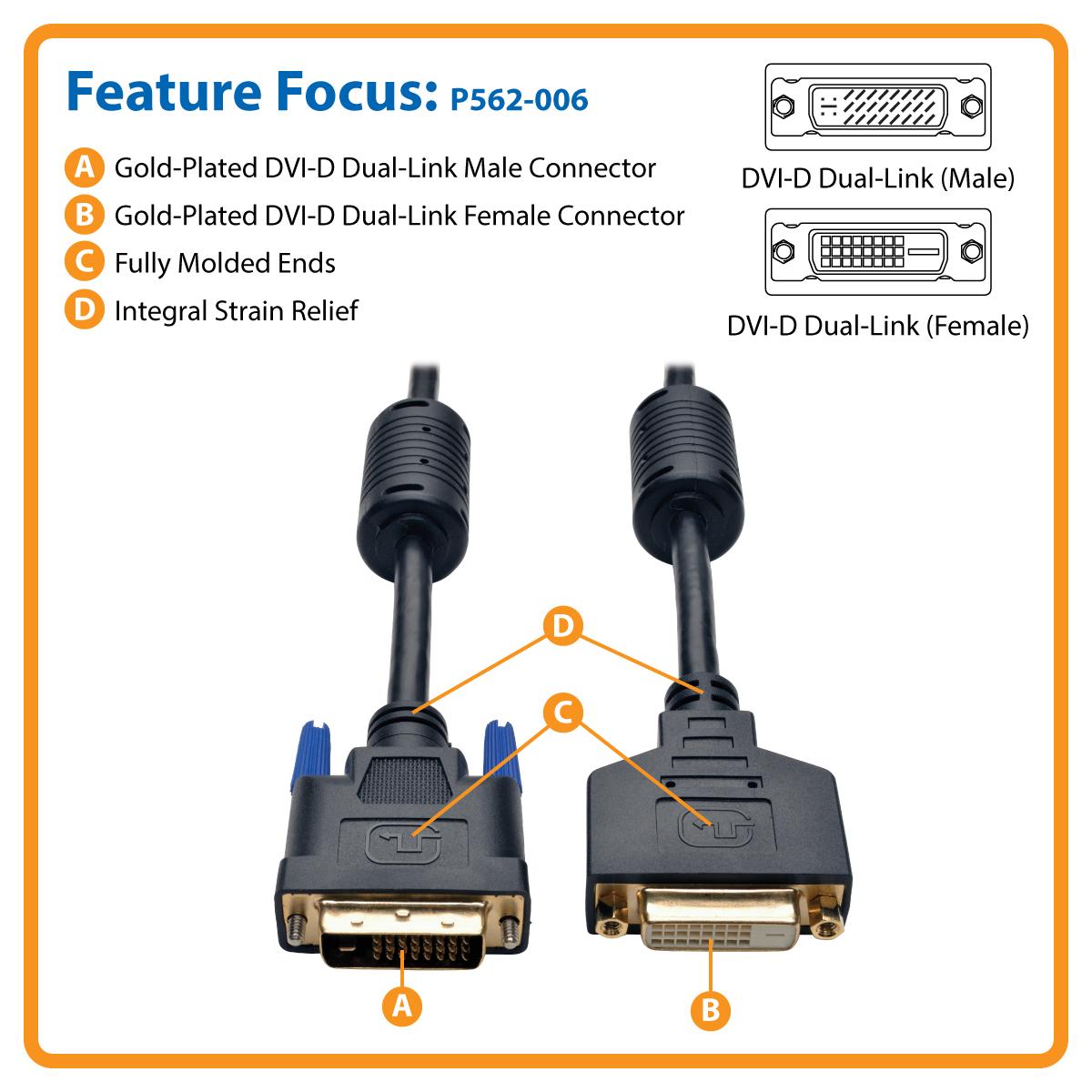Amazon.com: Tripp Lite DVI Dual Link Extension Cable, Digital TMDS ...