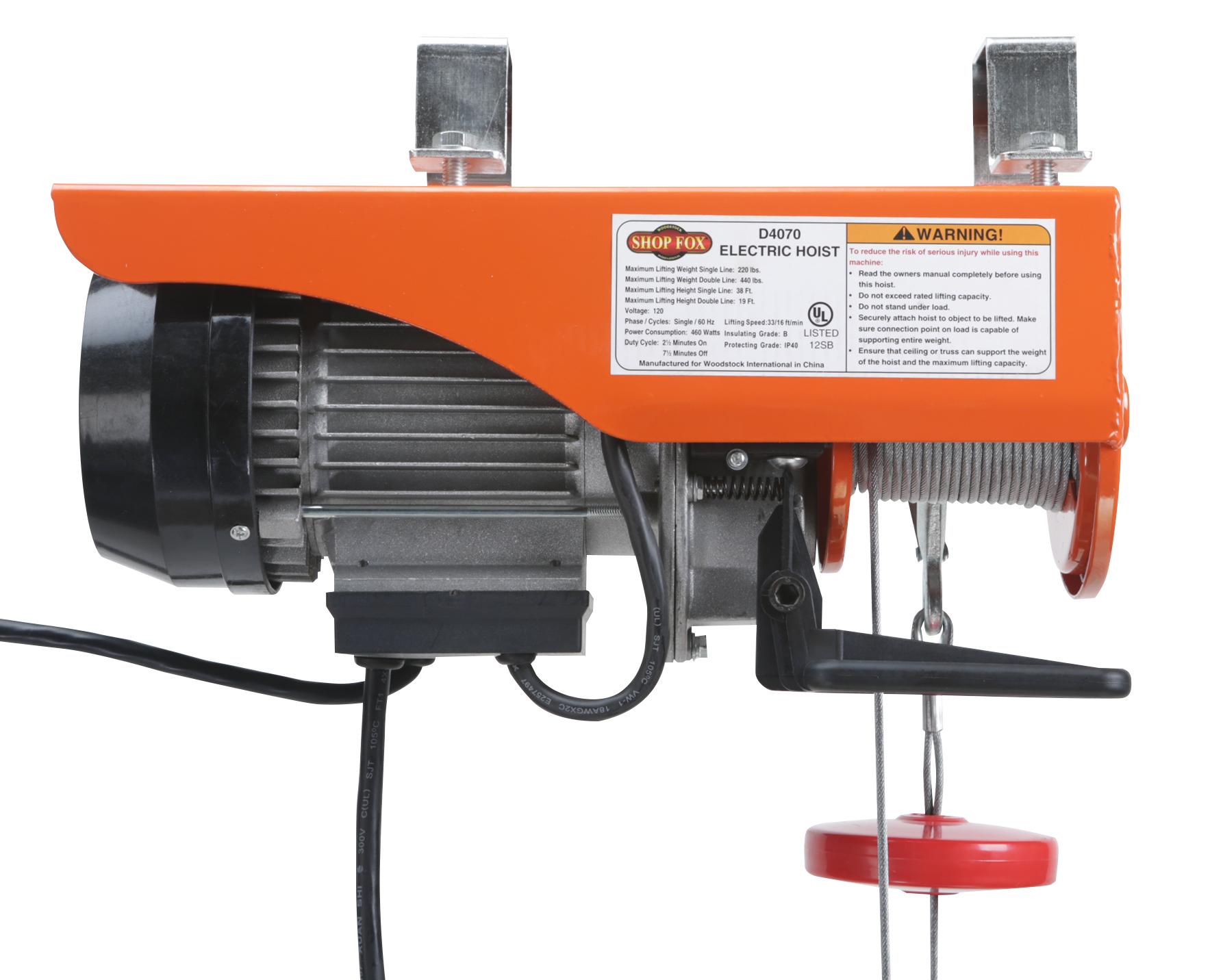 Shop Fox D4070 440-Pound Capacity Electric Hoist - Pulley Hoists ...