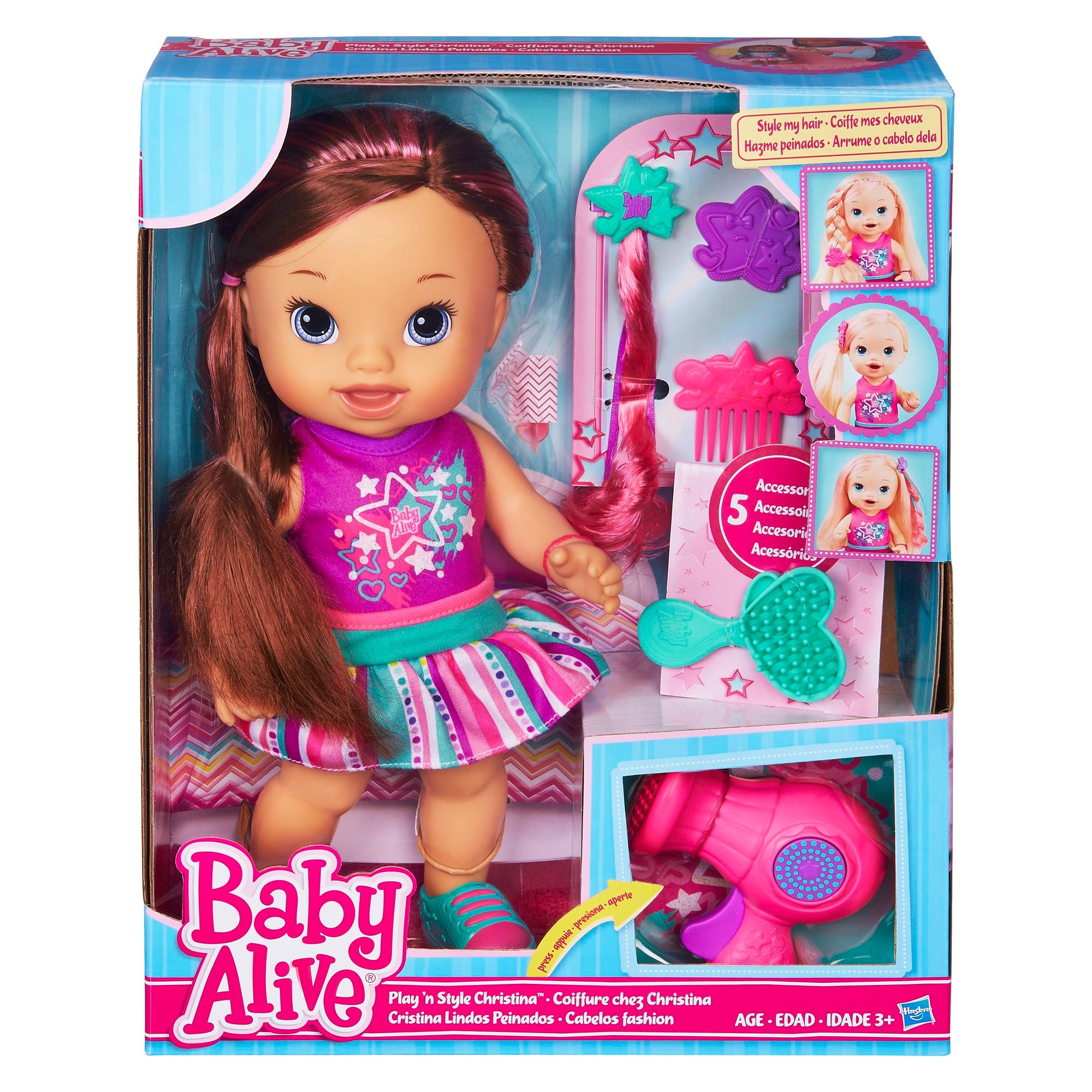 Amazon.com: Baby Alive Play 'n Style Christina Doll (Brunette): Toys ...