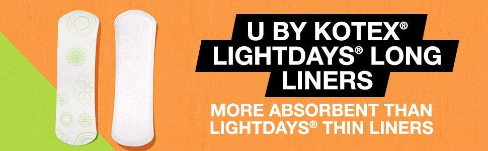 Amazon.com: U by Kotex Lightdays Liners, Long, Unscented, 96 Count ...