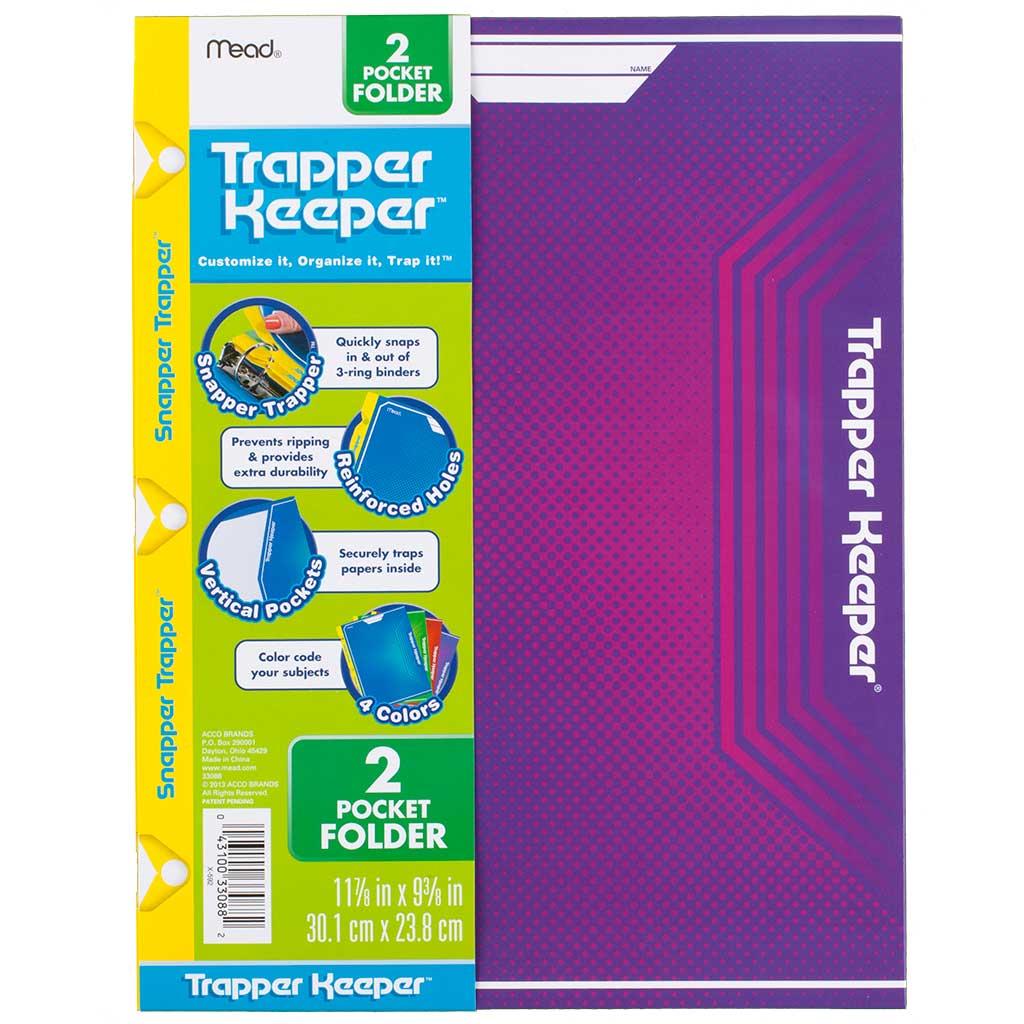 Amazon.com : Mead Trapper Keeper Snapper Trapper 2-Pocket Portfolio, 12 ...