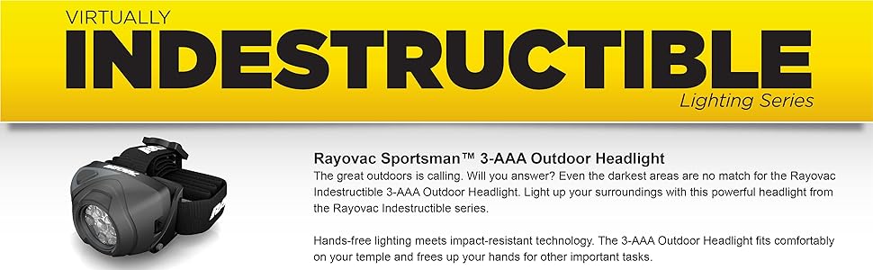 Rayovac Outdoor Indestructible 35 Lumen High Performance Headlight ...