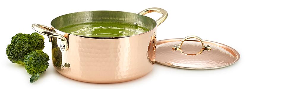 Amazon.com: Kuprum Copper Pot 4 Quarts Tin Lined Hand-Hammered: Home ...