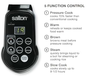 Amazon.com: Salton 5-in-1 Pressure Cooker, 5 litre, Stainless Steel ...