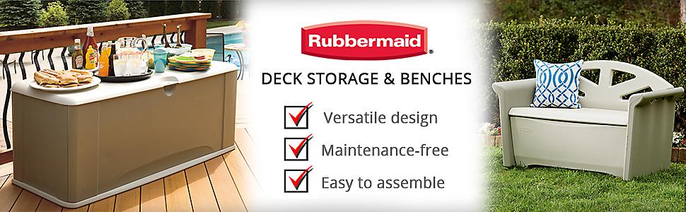 Amazon.com : Rubbermaid Outdoor Patio Storage Bench, 4 cu. ft., Olive ...