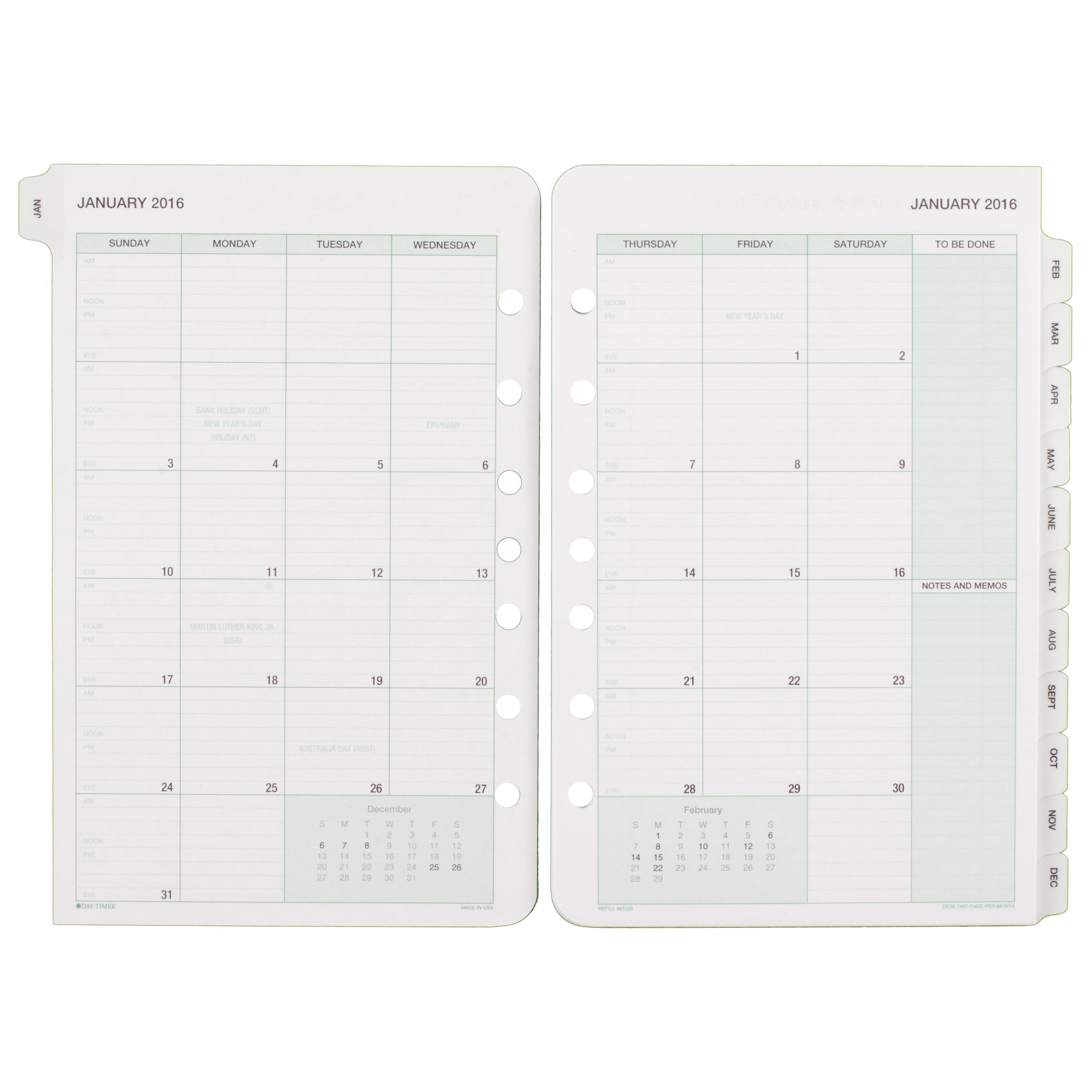 Amazon Day Timer Two Page Per Month Refill 2016 12 Months Loose 