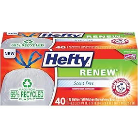 Amazon.com: Hefty Renew Recycled Plastic Tall Kitchen Drawstring Trash ...