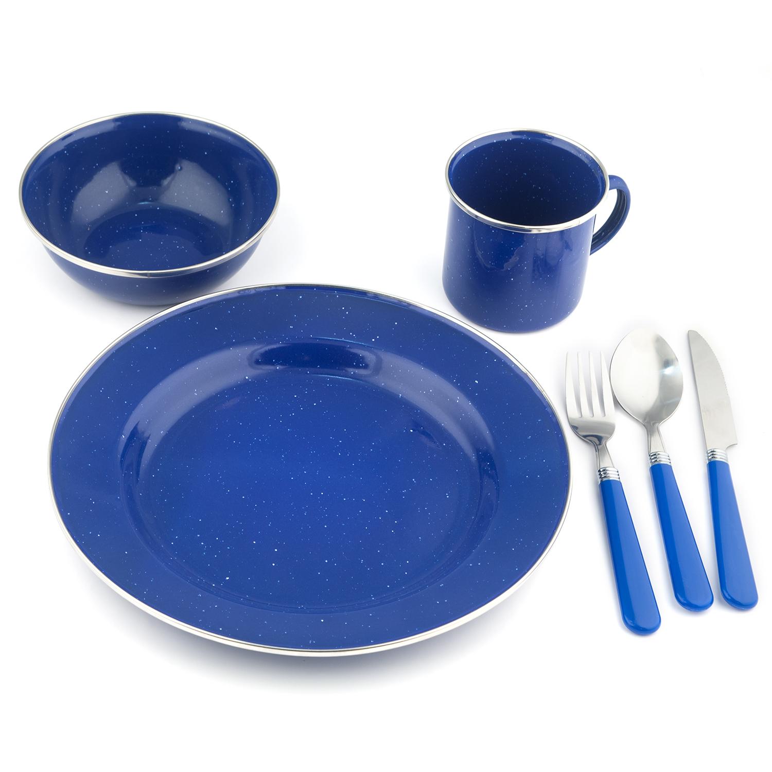 Enamelware Camping Plates And Utensils