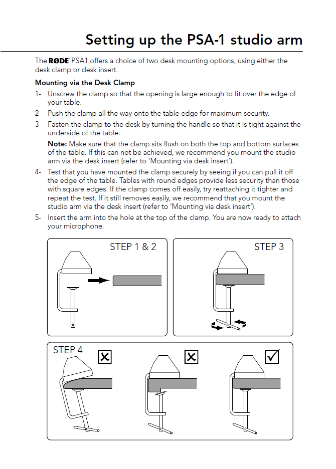 Amazon.com: RODE PSA 1 Swivel Mount Studio Microphone Boom Arm: Musical ...