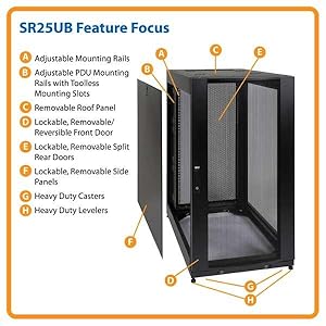 Amazon.com: Tripp Lite SR25UB 25U Rack Enclosure Server Cabinet Doors ...