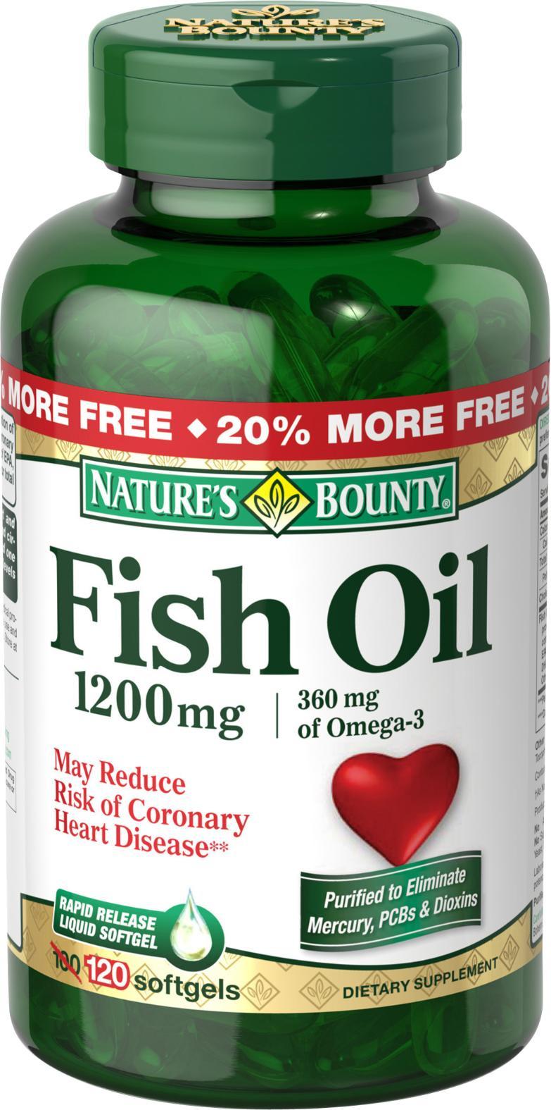 Amazon.com: Nature's Bounty Fish Oil 1200mg, 120 Softgels (Pack of 3 ...