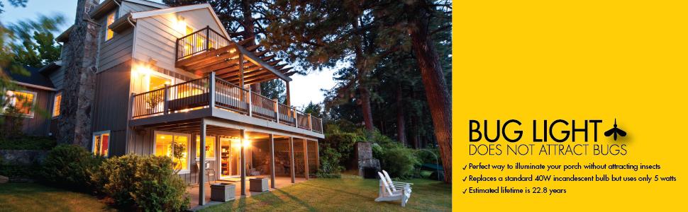 TCP 40 Watt Equivalent LED Yellow Bug Light Bulbs, Non-Dimmable (1 Pack ...