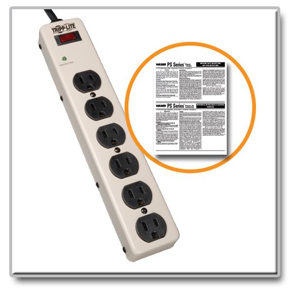 Amazon.com: Tripp Lite 6 Outlet Surge Protector Power Strip, 6ft Cord ...