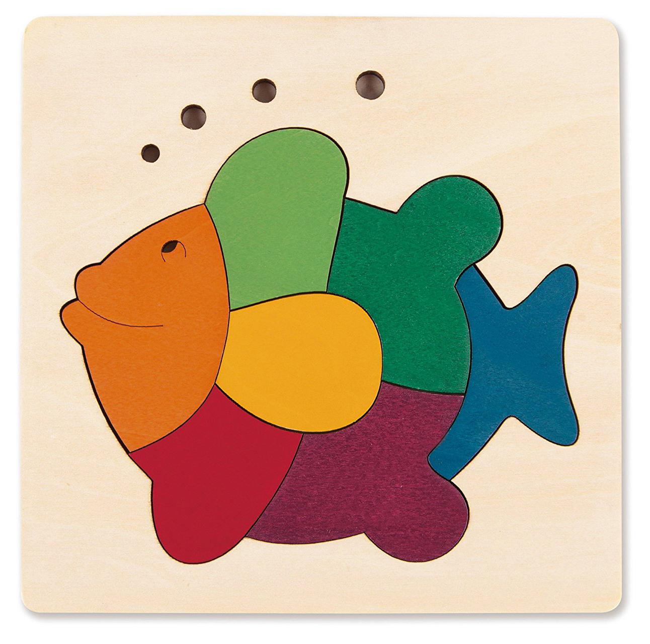 Amazon.com: Hape George Luck Rainbow Fish Wood Puzzle (8 Piece): Toys ...