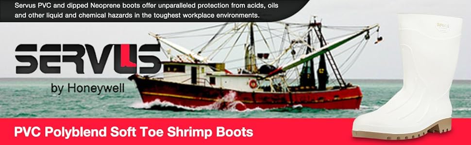 Amazon.com: Servus 12" PVC Polyblend Soft Toe Shrimp Boots, White ...