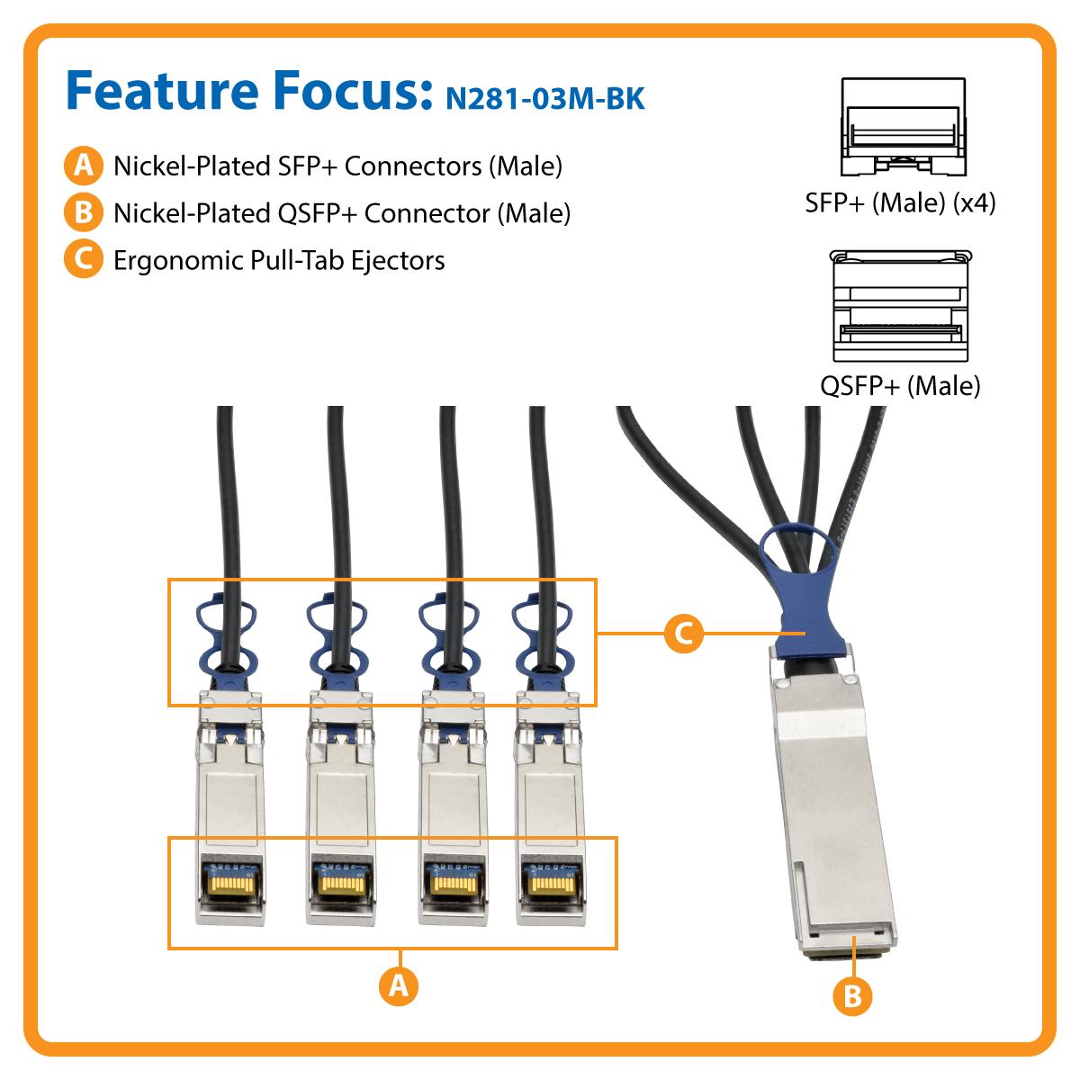 Amazon.com: TRIPP LITE 40GbE QSFP+ to 10GbE SFP+ Passive Copper ...