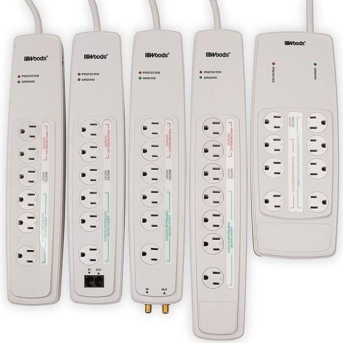 Amazon.com: Woods 41704 6-Outlet Energy Saving Surge Strip with 3’ Cord ...