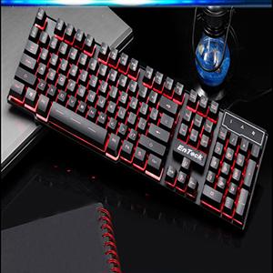 Amazon.com: EnTeck LED Backlit Gaming Keyboard for PC, Mechanical Feel ...
