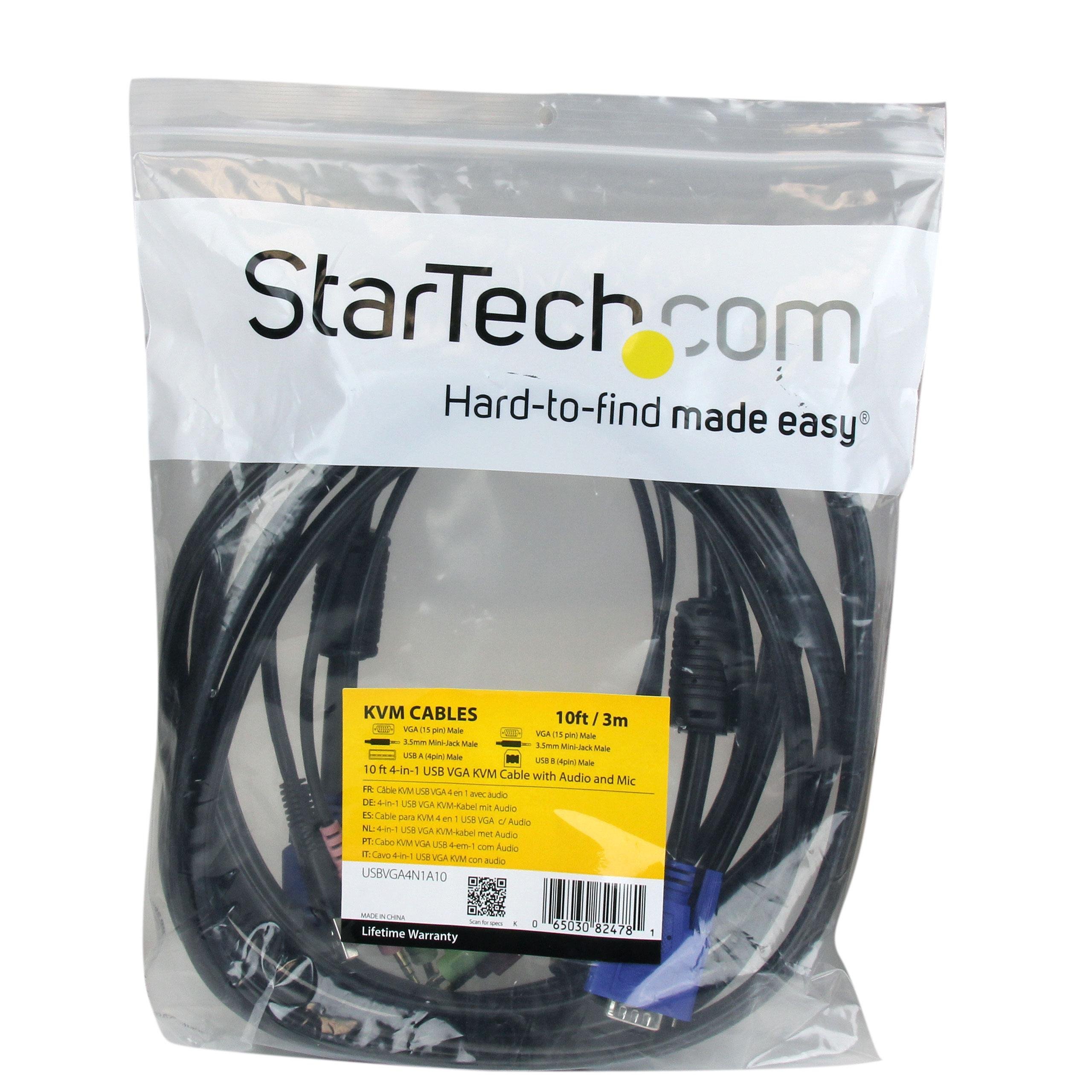 Amazon.com: StarTech.com 10 ft 4-in-1 USB VGA KVM Cable with Audio and ...