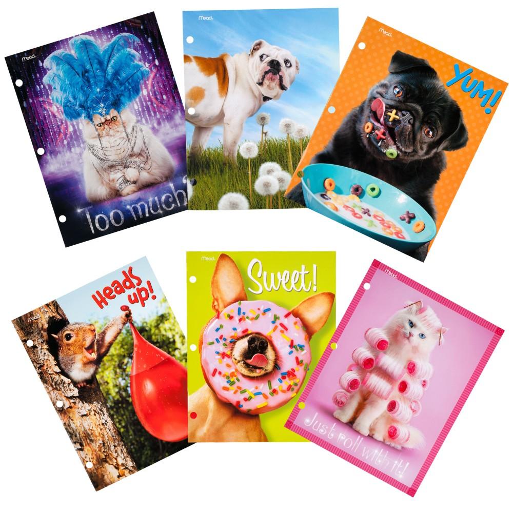 Amazon.com : Mead 2-Pocket Portfolio Folders, Assorted Funny Animal ...
