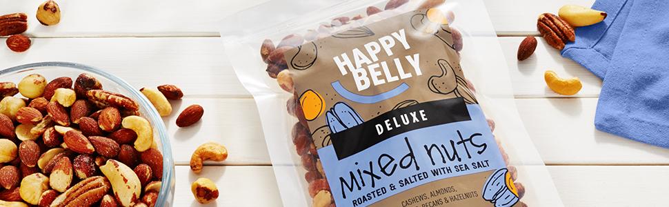 Amazon.com : Amazon Brand - Happy Belly Deluxe Mixed Nuts, 16 Ounce ...