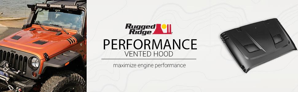 Amazon.com: Rugged Ridge 17759.01 Performance Vented Hood Primered for ...
