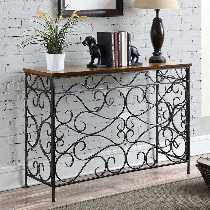 Amazon.com: Convenience Concepts Wyoming Wrought Iron Glass Top Side ...