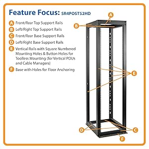 Amazon.com: TRIPP LITE 52U 4-Post Open Frame Rack Cabinet Heavy Duty ...