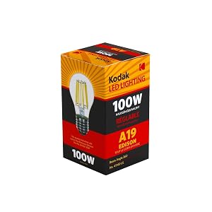 Amazon.com: Kodak 41145-UL Edison A19 Dimmable LED Multi-Filament Light ...