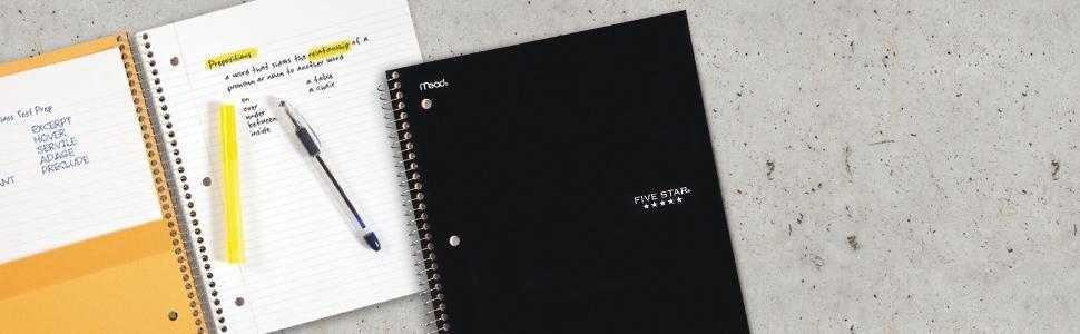 Amazon Five Star Spiral Notebook 2 Subject College Ruled Paper 