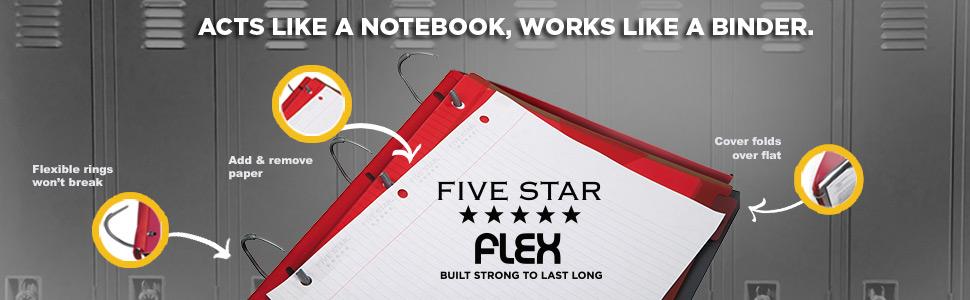 Amazon.com : Five Star Flex Hybrid NoteBinder, 1 Inch Binder with Tabs ...