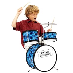 Amazon.com: First Act Discovery Blue Swirls Stars Designer Drum Set ...