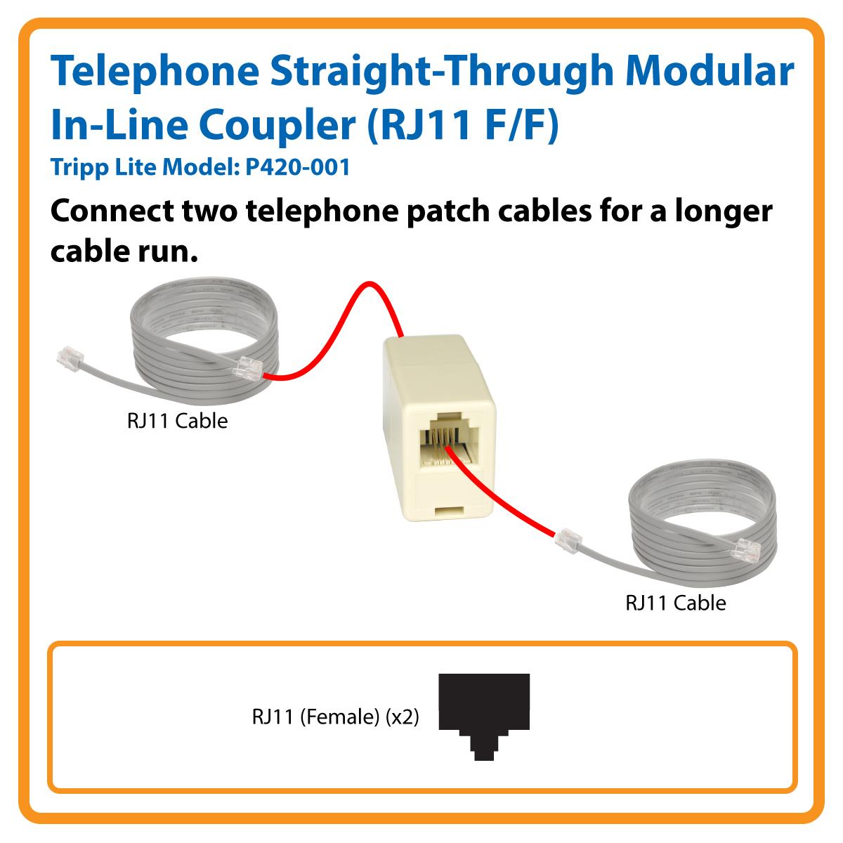 Amazon.com: Tripp Lite RJ11 Modular Coupler, Straight-Through Inline ...