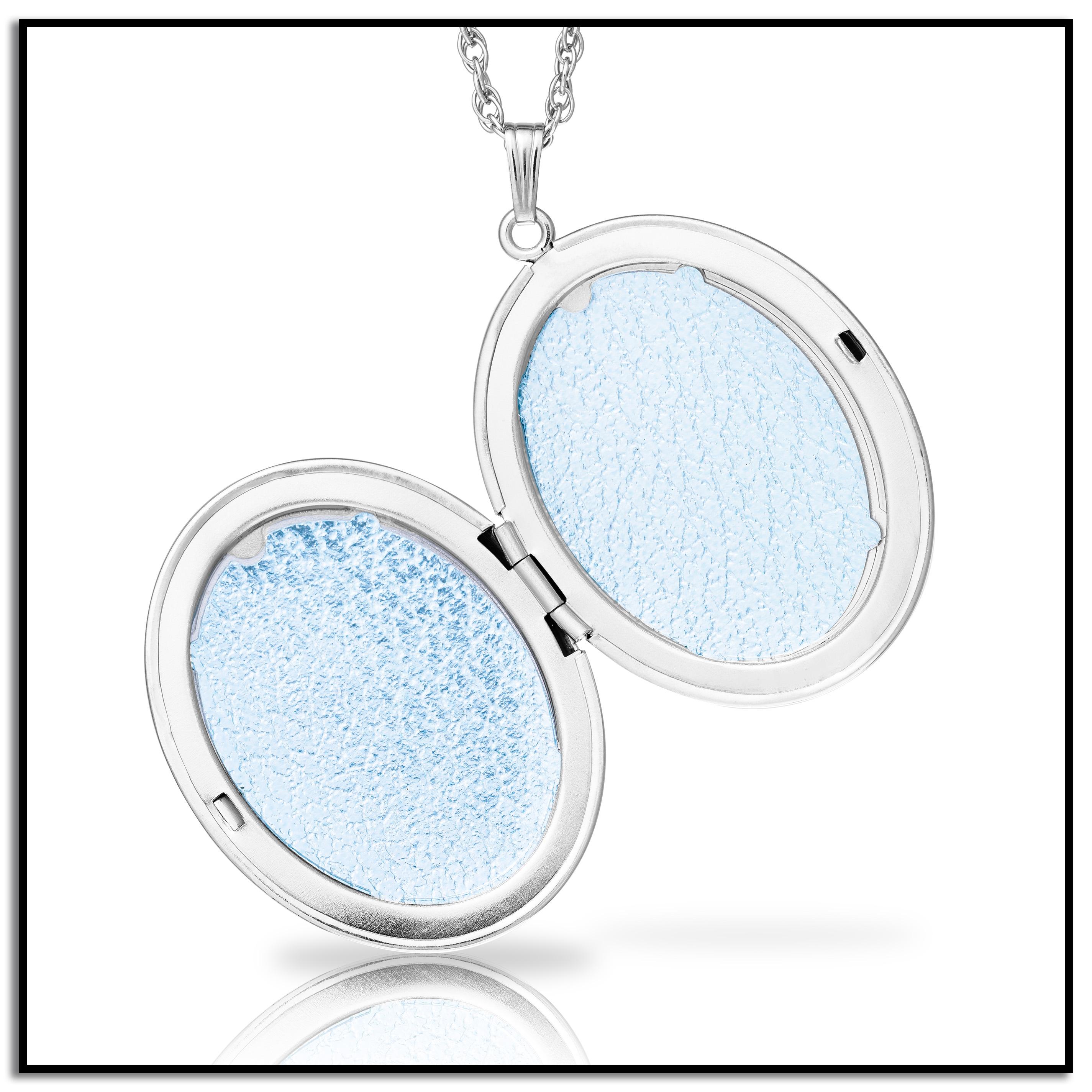 Amazon.com: Sterling Silver Extra-Large Engraved Oval Locket Necklace ...