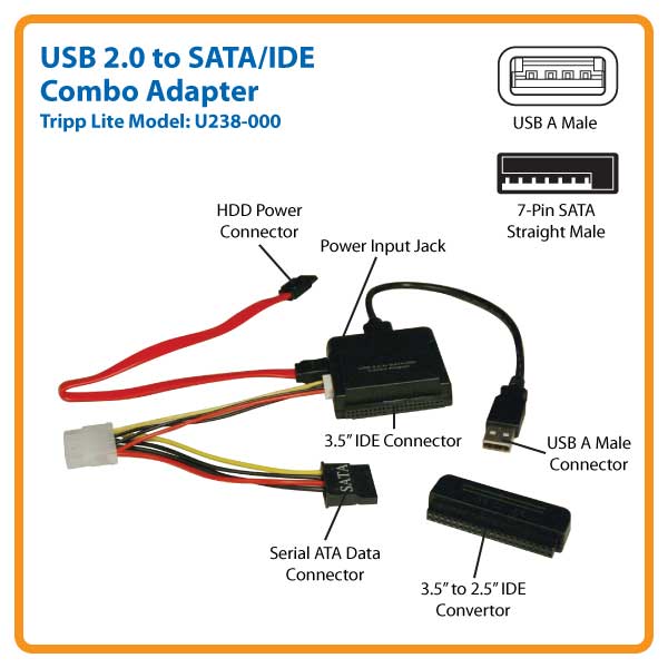 Amazon.com: Tripp Lite U238-000 USB2.0 to SATA/IDE Adapter : Electronics