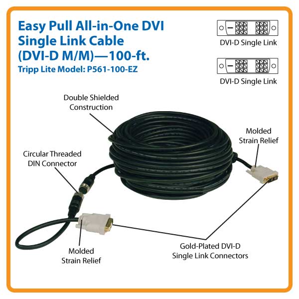 Amazon.com: Eaton Tripp Lite DVI Single Link Digital TMDS Monitor Easy Pull Cable (DVI-D M/M ...