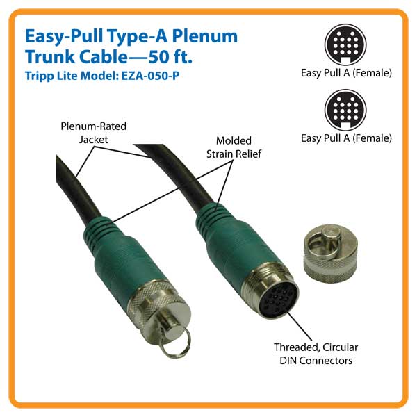 Amazon.com: Tripp Lite Easy Pull Long-Run Display Cable Type-A Analog ...