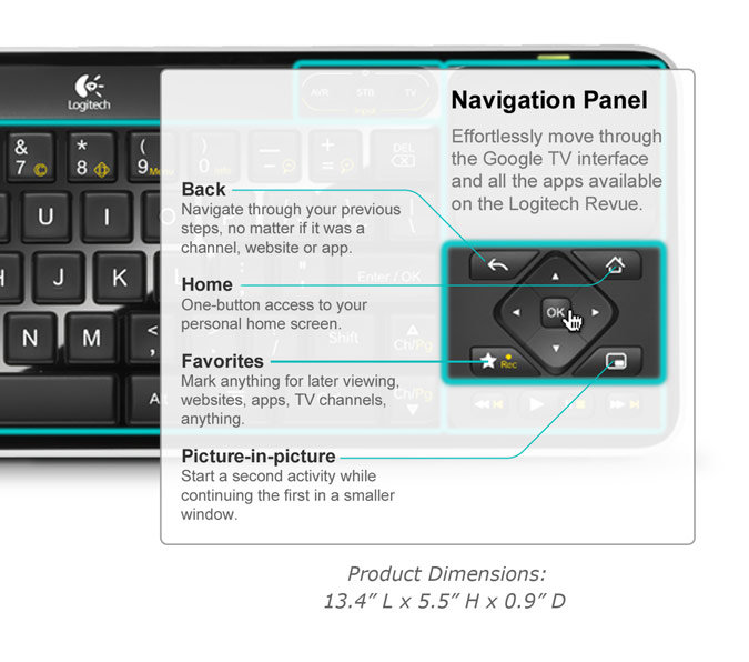 Logitech Keyboard Controller for Logitech Revue and Google TV : Amazon ...