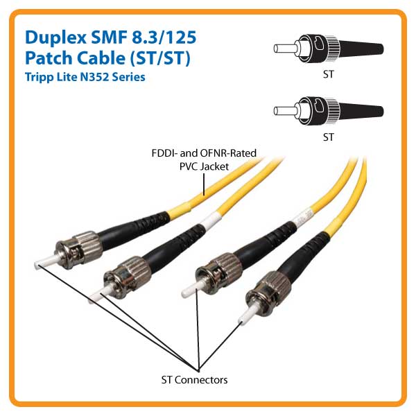Amazon.com: Tripp Lite Duplex Singlemode 9/125 Fiber Patch Cable (ST/ST), 2M (6-ft.)(N352-02M ...