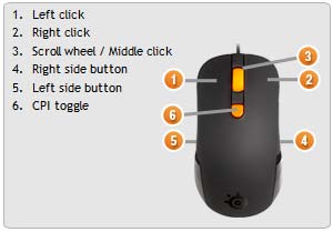 Amazon.com: SteelSeries Kana Optical Gaming Mouse - Black and Orange ...